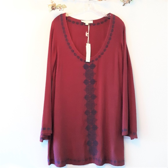 lovestitch | Tops | Lovestitch Dusty Maroon Tunic Wnavy Lacesz M | Poshmark